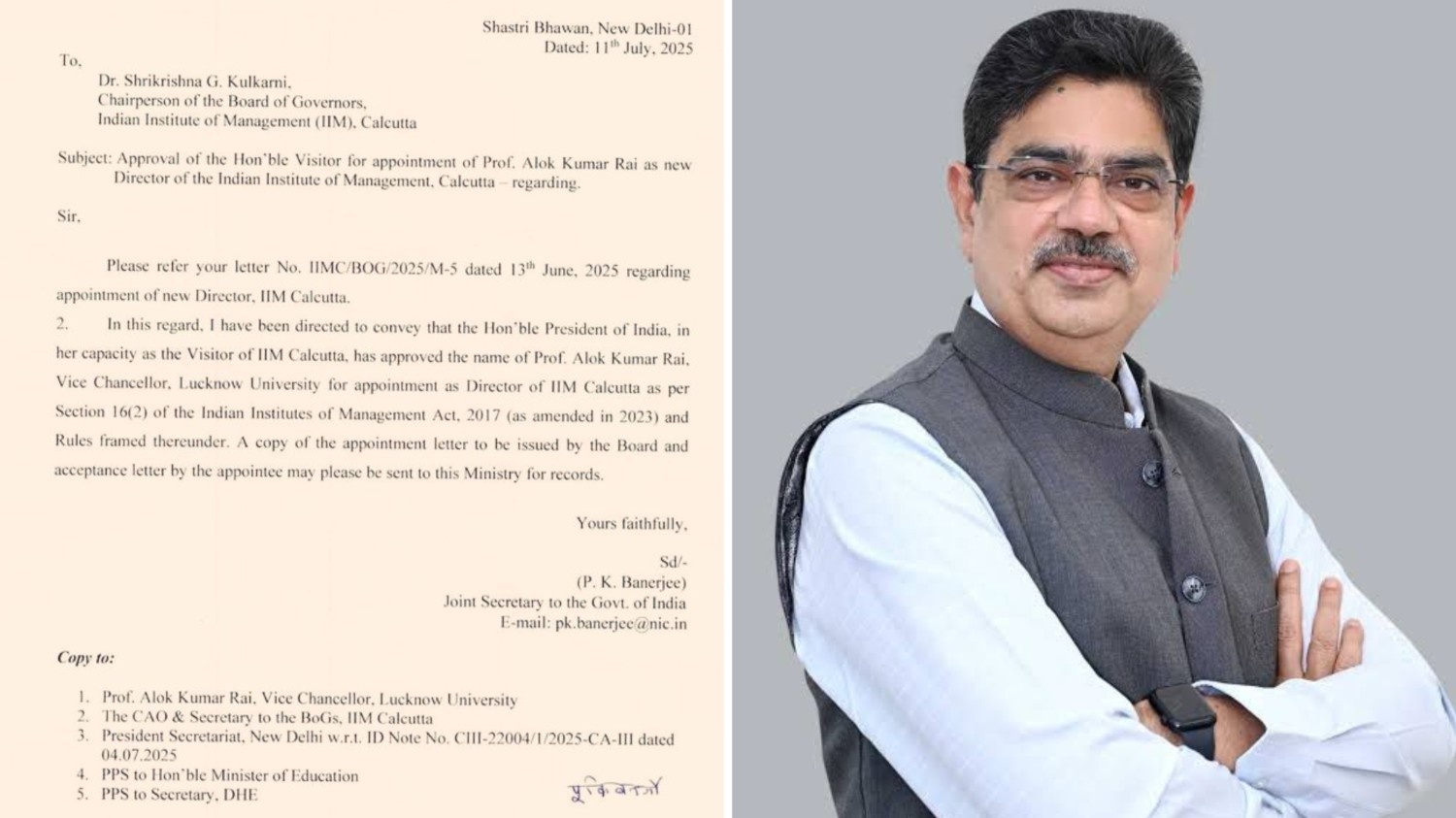 Prof Alok Kumar Rai Appointed as New Director of IIM Calcutta from ...