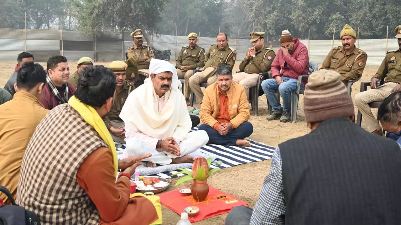 Home Guard commandant performed bhoomi pujan for Magh Mela 2026 in ...